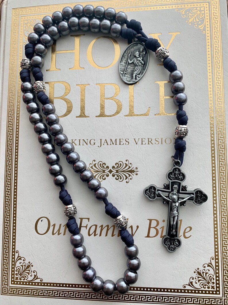 Saints & Apostles Catholic Rosary W/12mm Gray Slate Beads. - Etsy