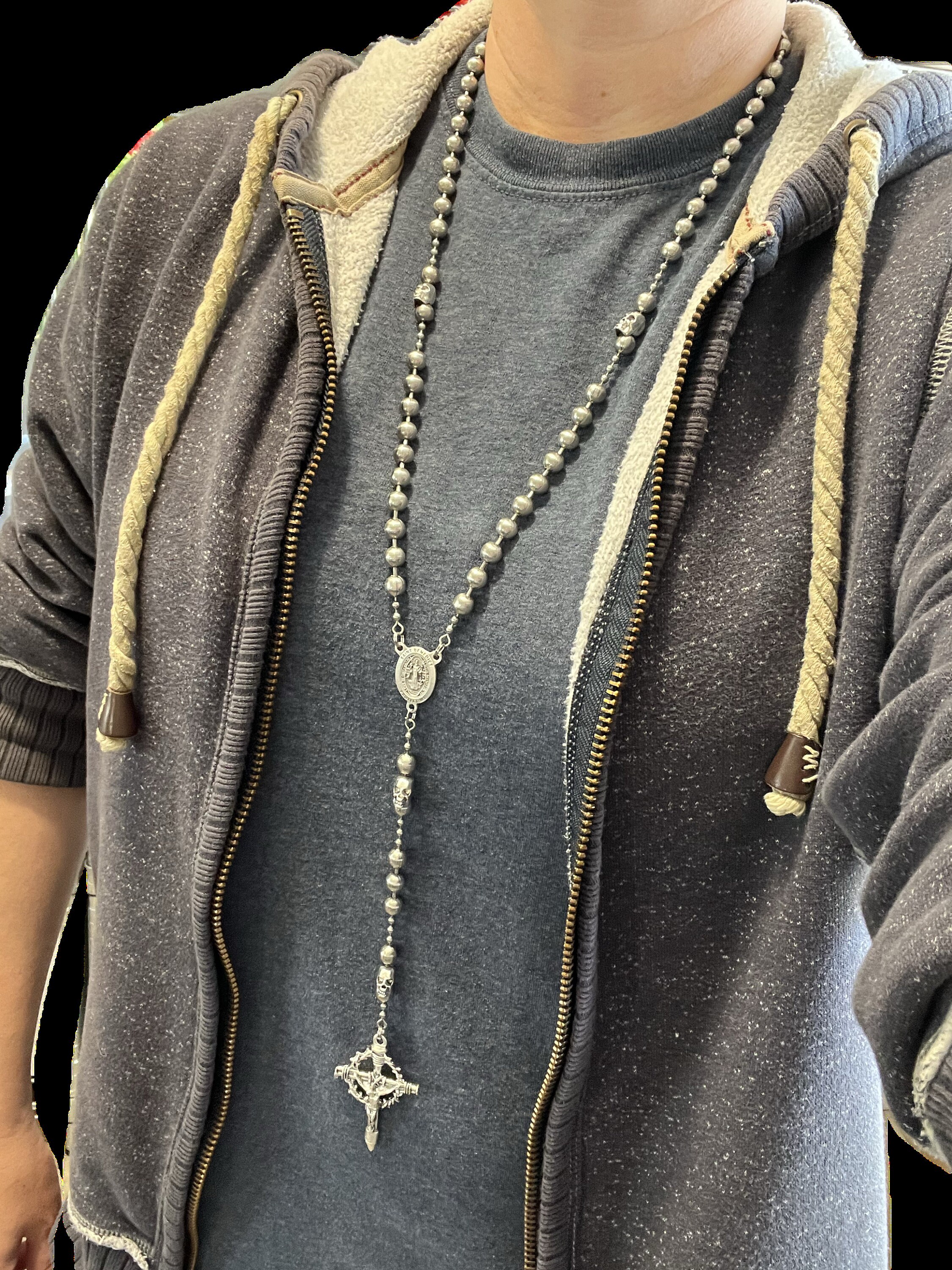 Memento Mori Catholic Rosary. Stainless Steel and Metal Alloy Skull ...