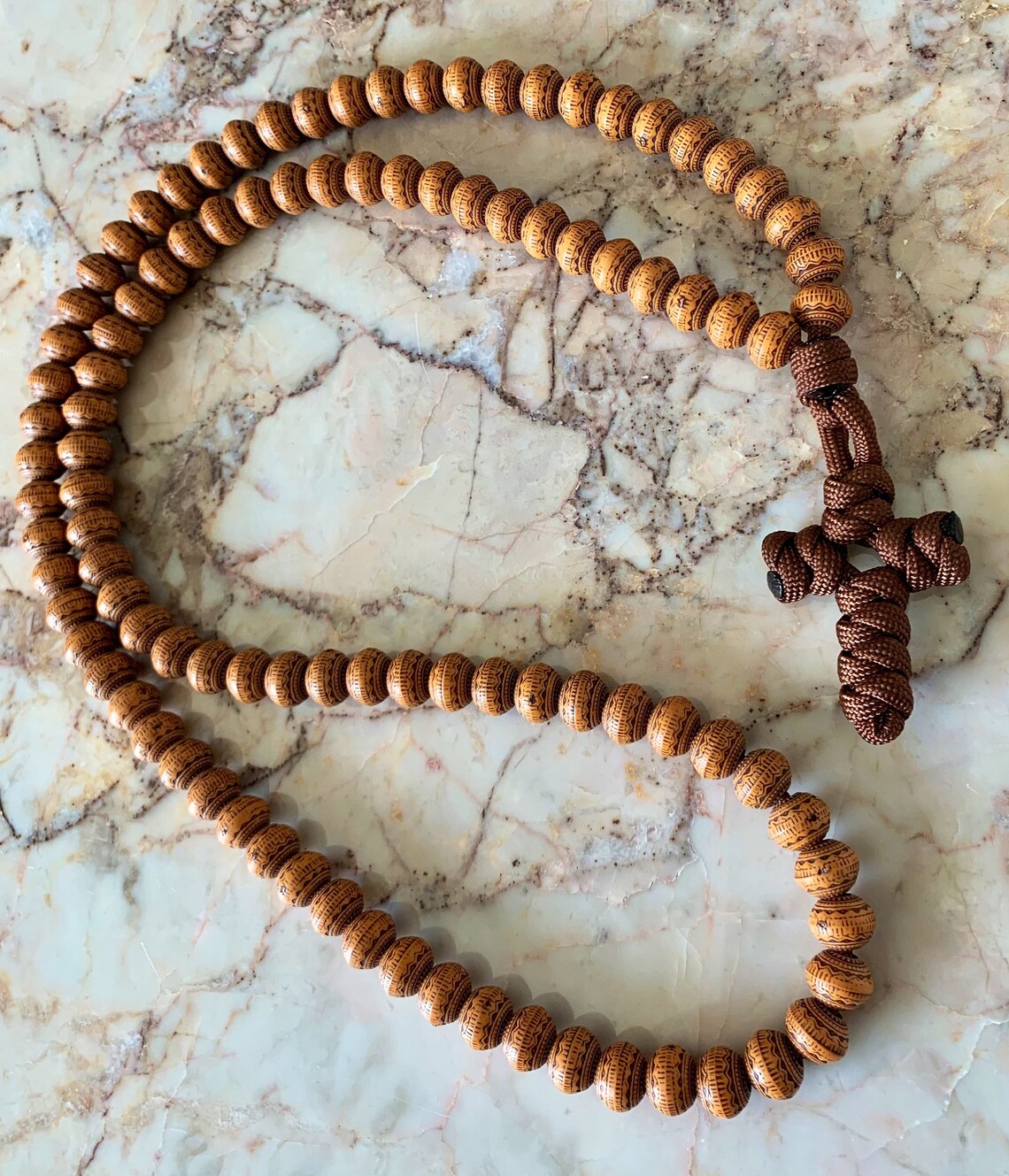 Prayer Rope 100 Wood Beads. brown 550 Paracord | Etsy