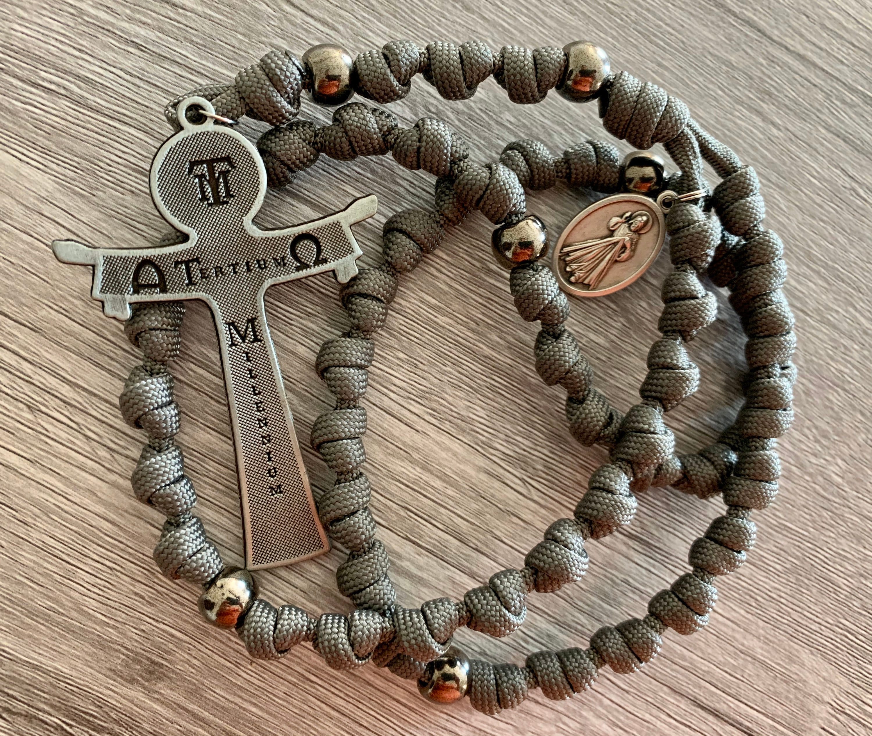 Gray TERTIUM MILLENNIUM Catholic Rosary W/your Choice of Saint | Etsy