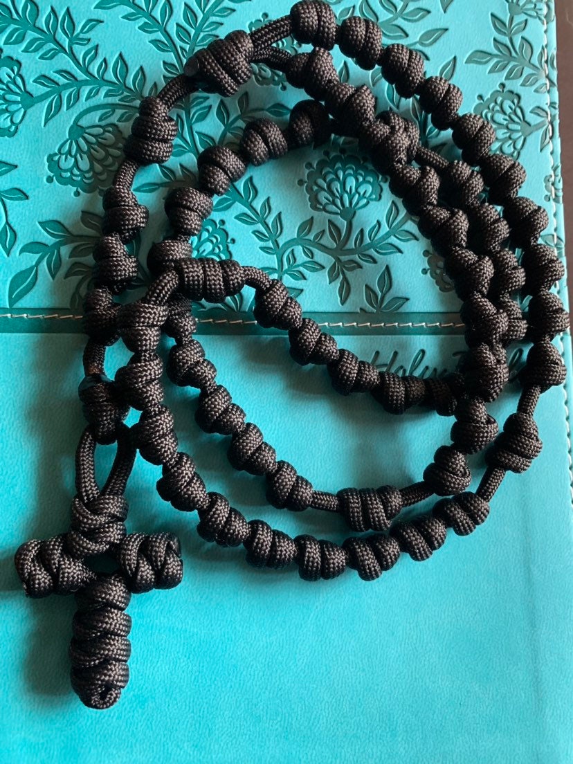 Solid Black Knotted Catholic Rosary Rope for the Simpleton. - Etsy