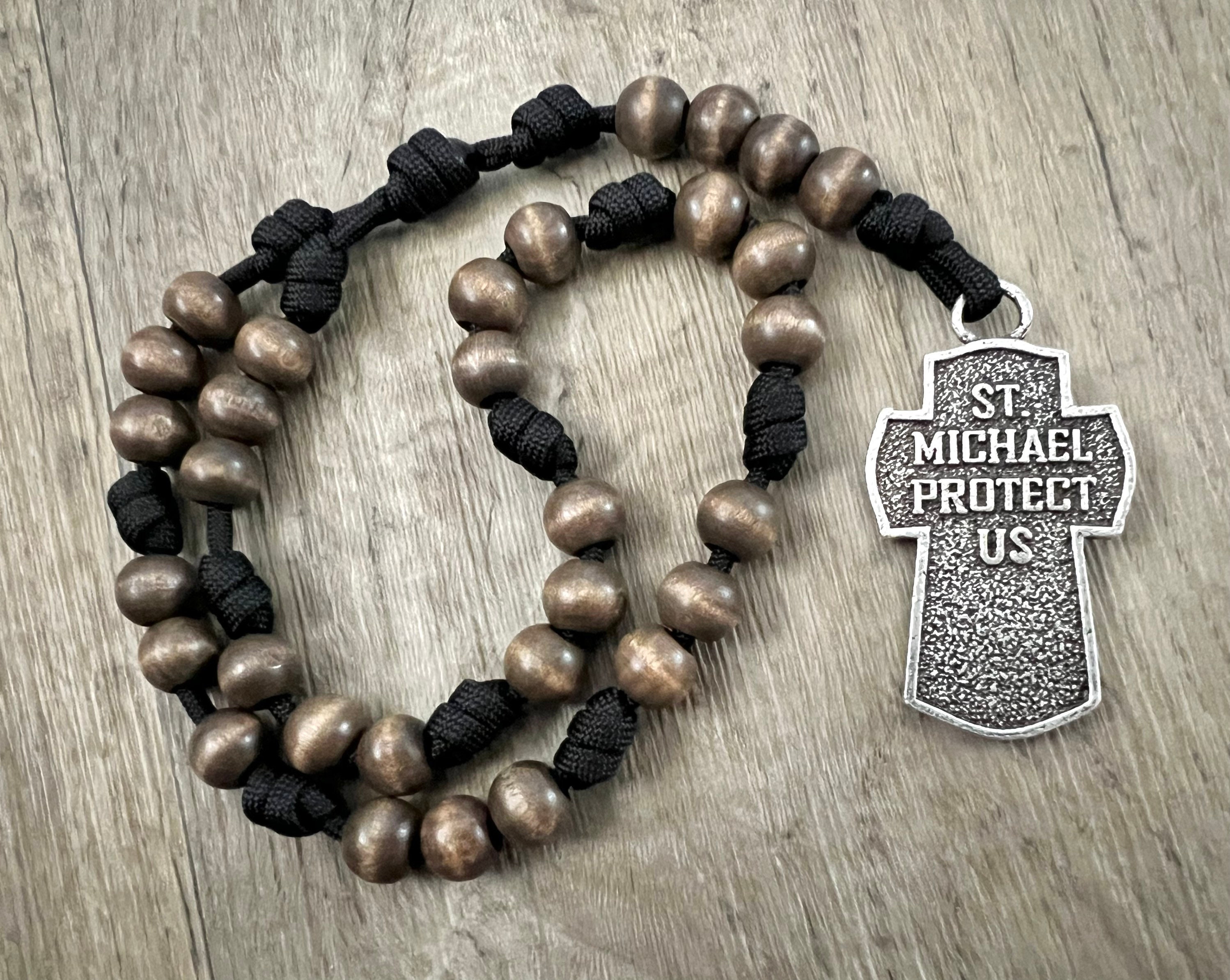 St. Michael Chaplet With 12mm Walnut Brown Wood Beads. Large - Etsy