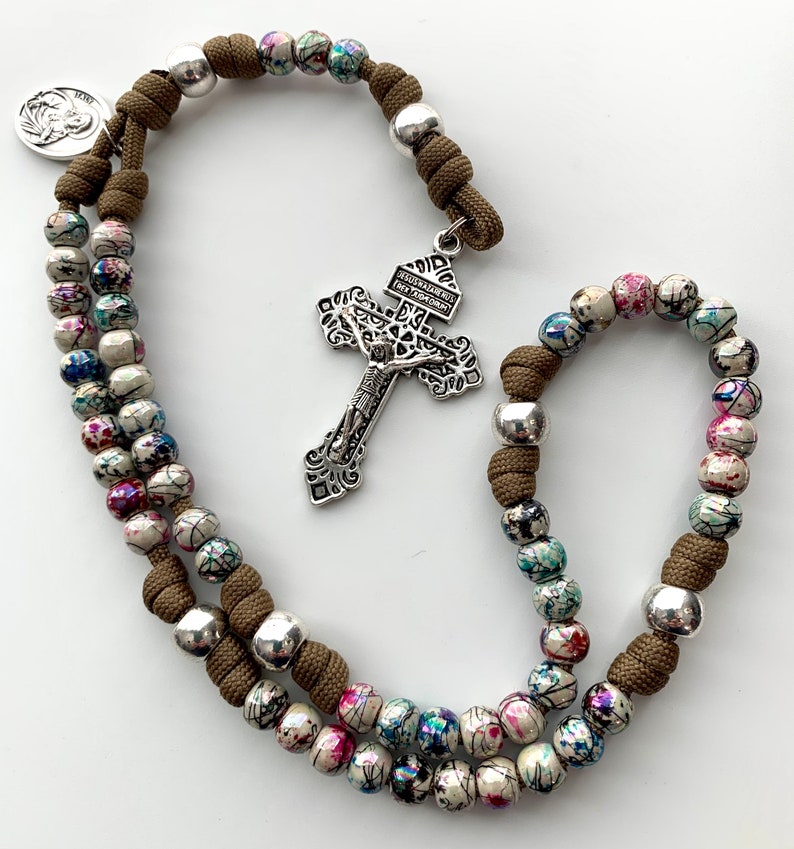 Miniature Multicolor Catholic Rosary W/pardon Crucifix. Beautiful 8mm ...