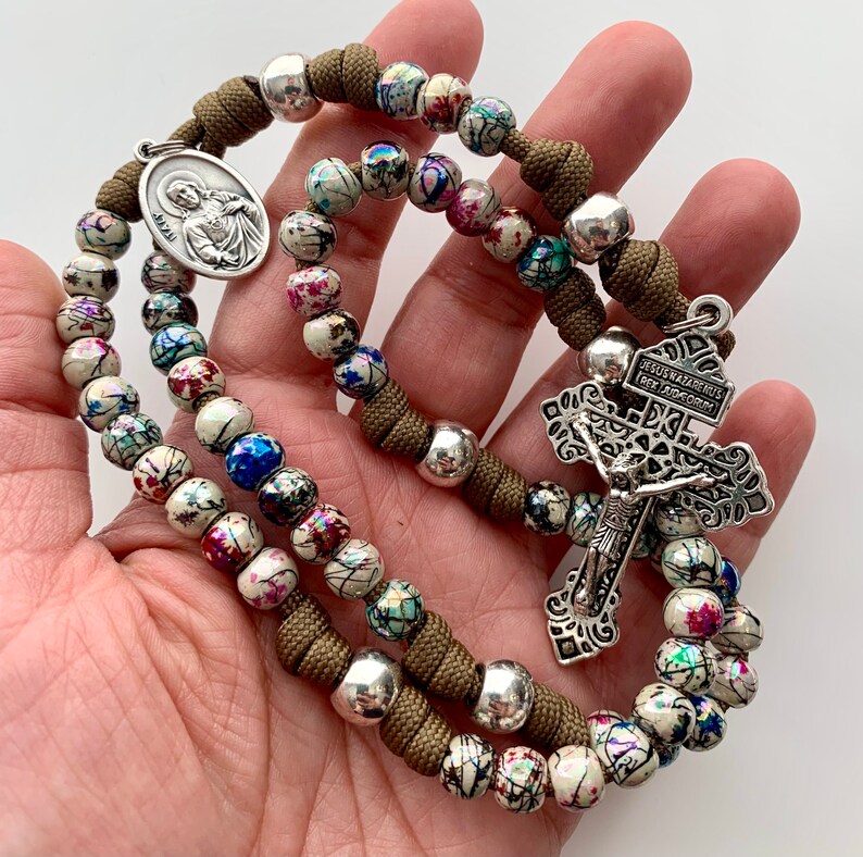 Miniature Multicolor Catholic Rosary W/pardon Crucifix. Beautiful 8mm ...