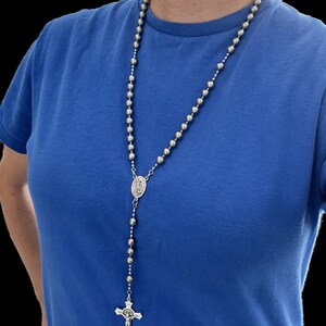 Stainless Steel 8mm Beads, Ball Chain Catholic Rosary With St. Benedict ...