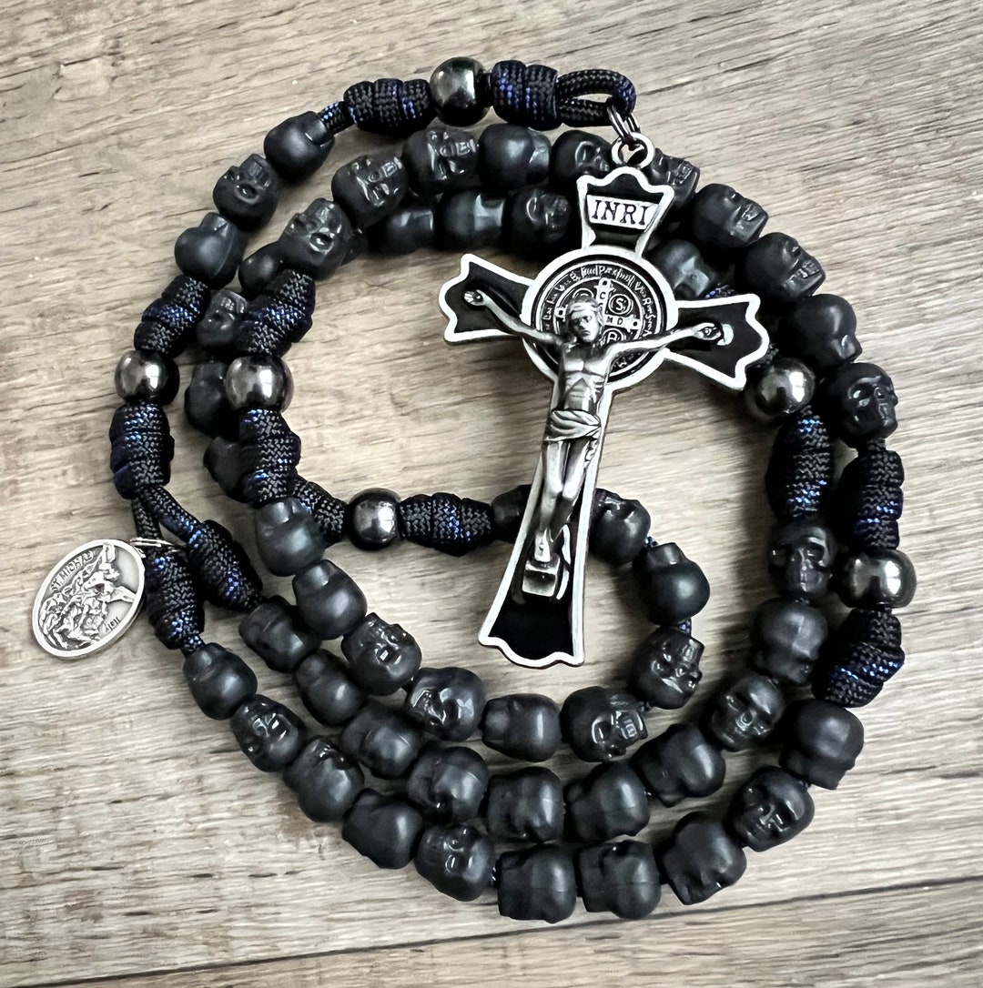 St. Benedict Skull Catholic Rosary Memento Mori. Skull 11mm - Etsy
