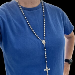 Stainless Steel 8mm Beads, Ball Chain Catholic Rosary With St. Benedict ...