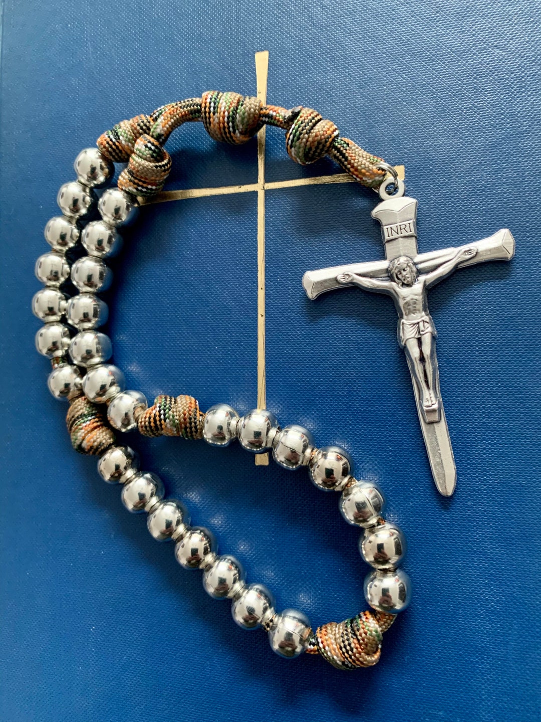 Silver Anglican Rosary With Nailed Crucifix. Metal Alloy 10mm Silver ...