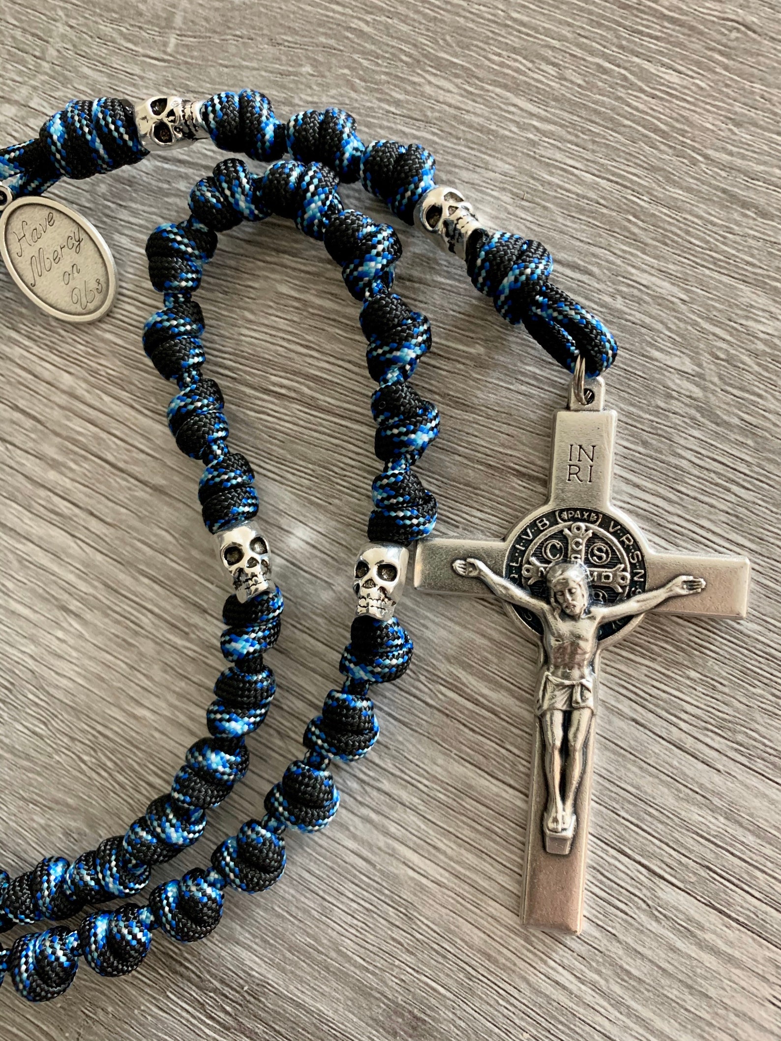St. Benedict Skull Catholic Rosary Rope With Metal Skull Our - Etsy