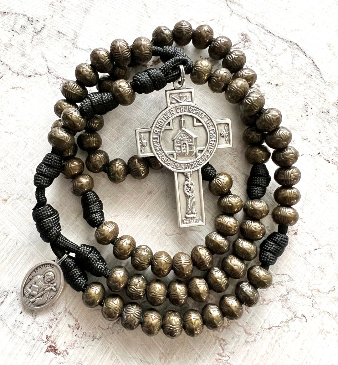 The Order of St Francis, Franciscan Crown Rosary. 10mm Bronze CCB Beads ...