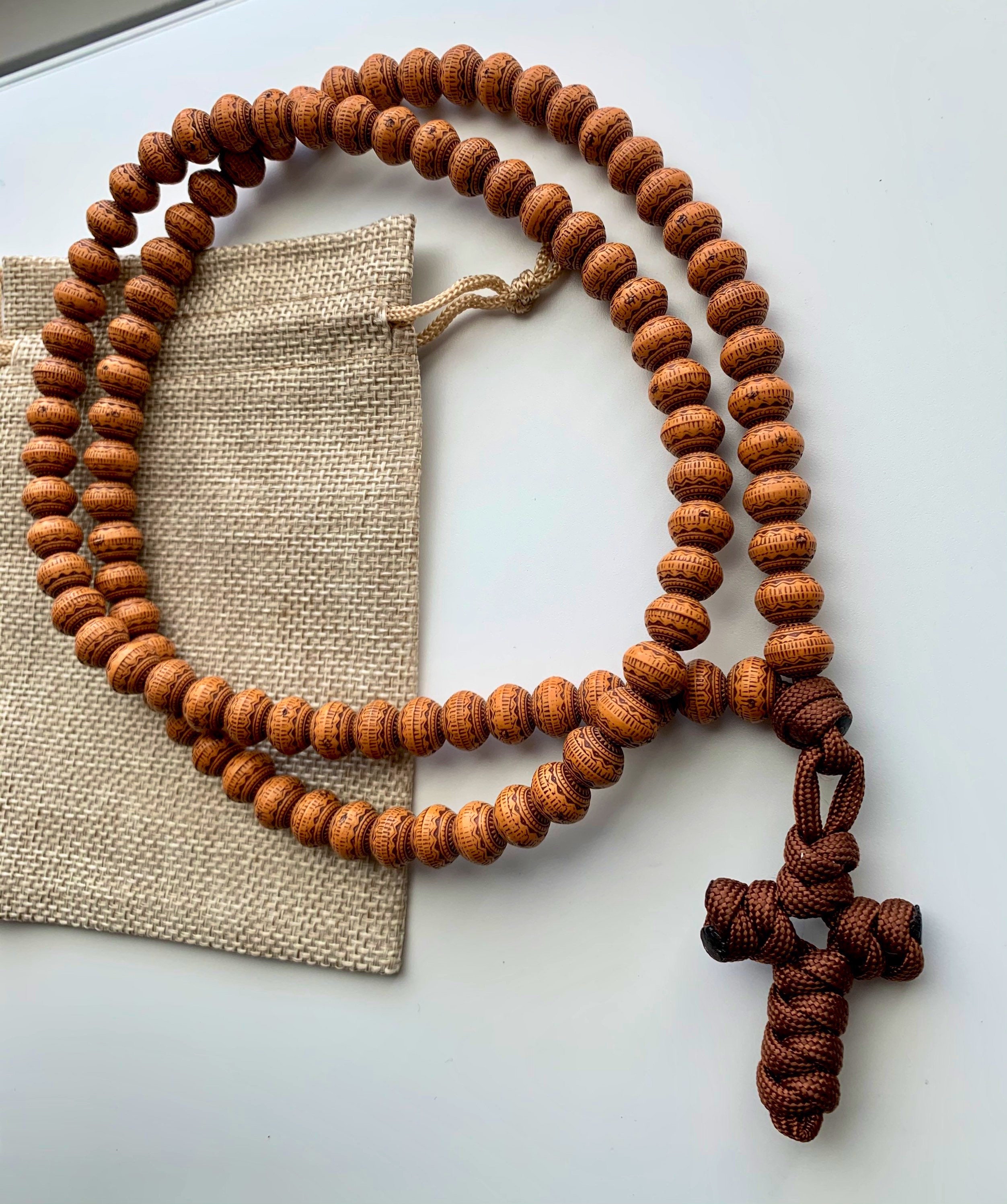 Prayer Rope 100 Wood Beads. brown 550 Paracord | Etsy
