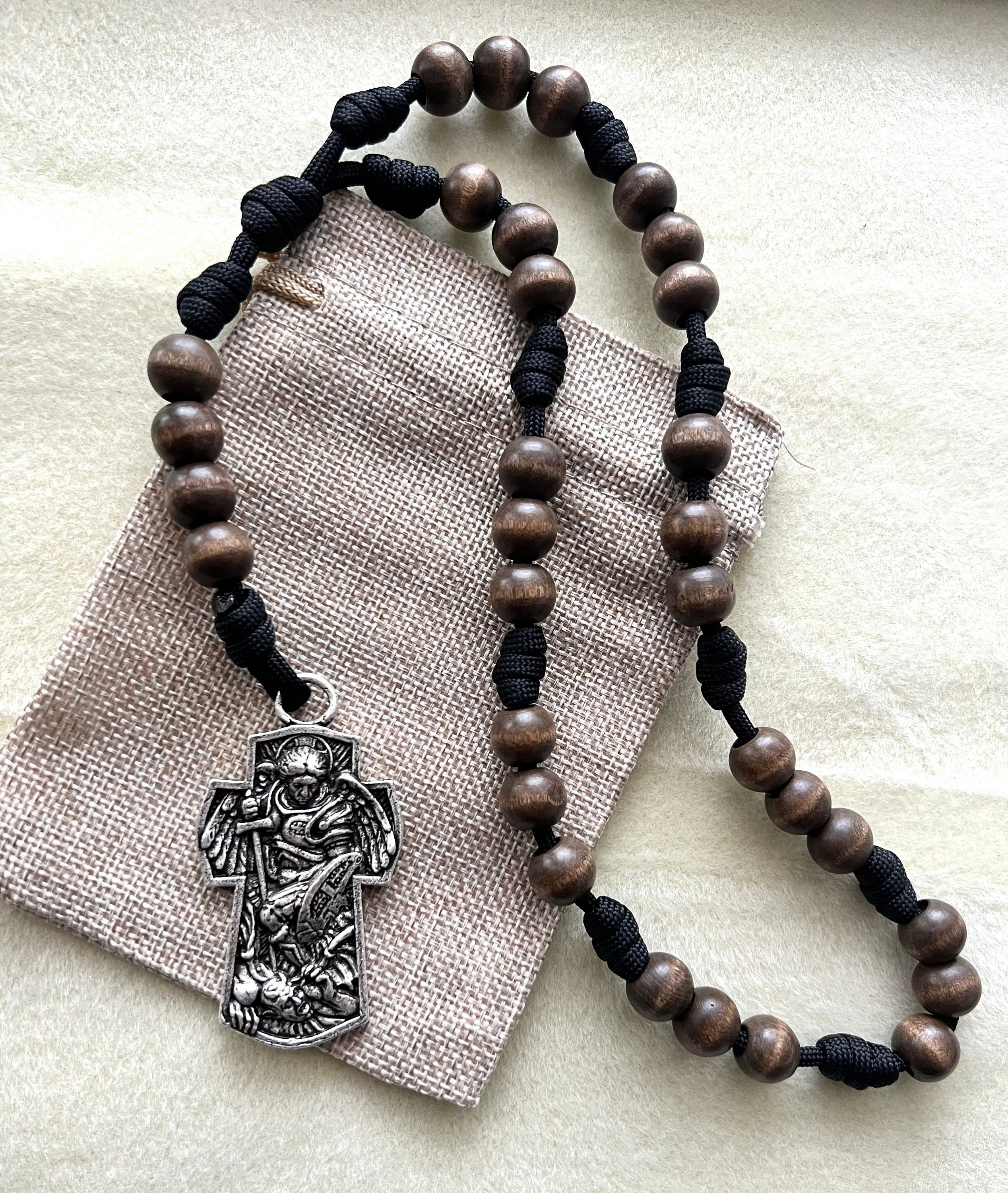 St. Michael Chaplet With 12mm Walnut Brown Wood Beads. Large - Etsy