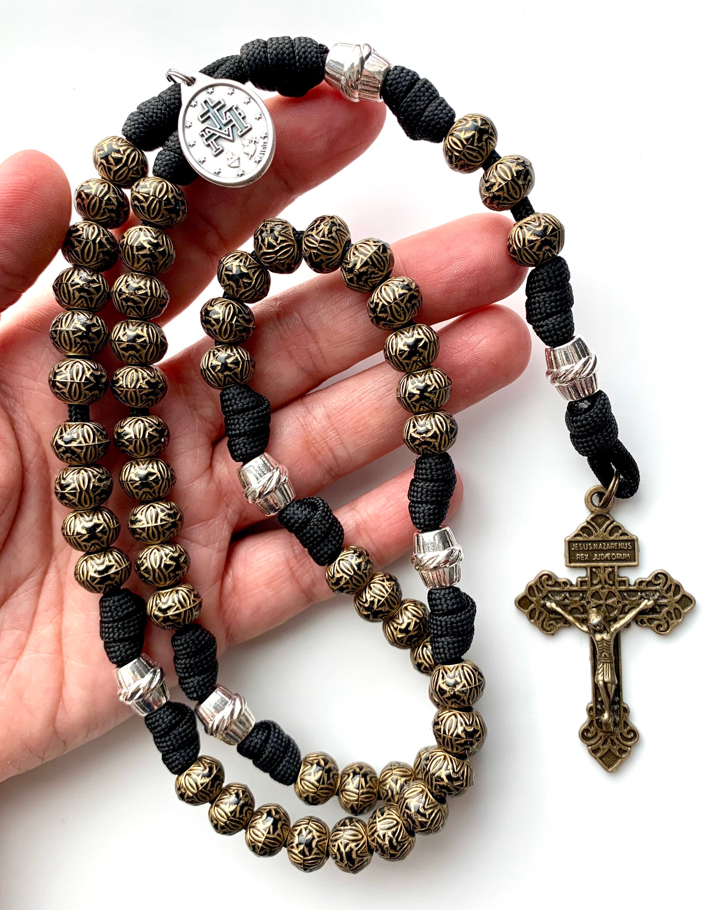 Bronze Pardon Crucifix Catholic Rosary. Acrylic 10mm Beads and - Etsy