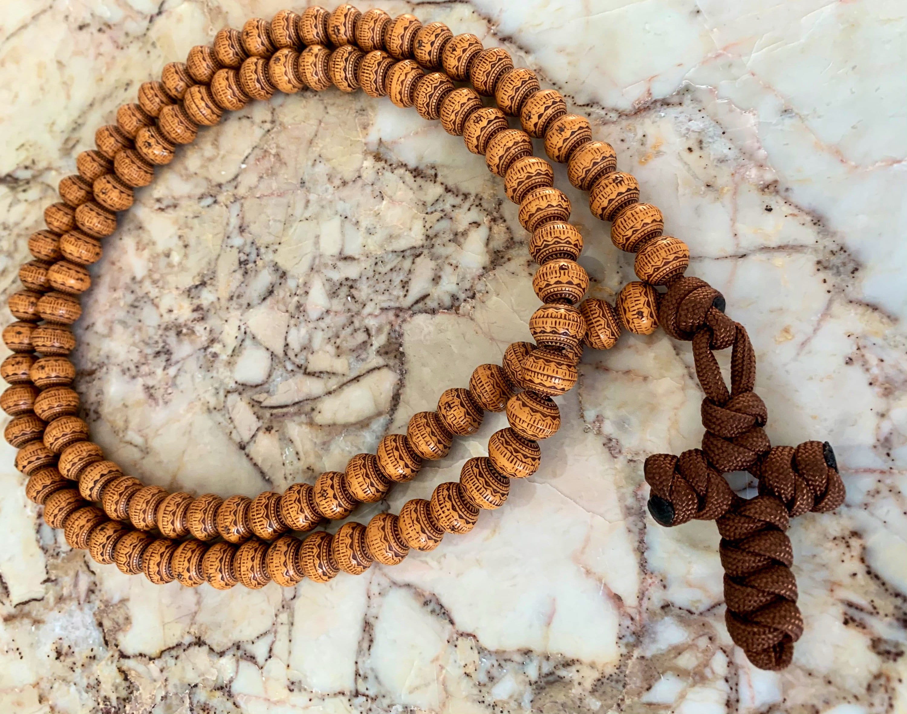 Prayer Rope 100 Wood Beads. brown 550 Paracord | Etsy
