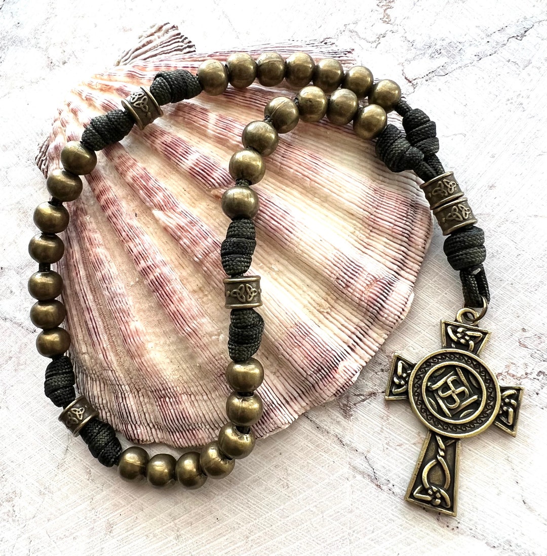 All Metal Bronze Finish Anglican Rosary. Double Sided Celtic Cross ...