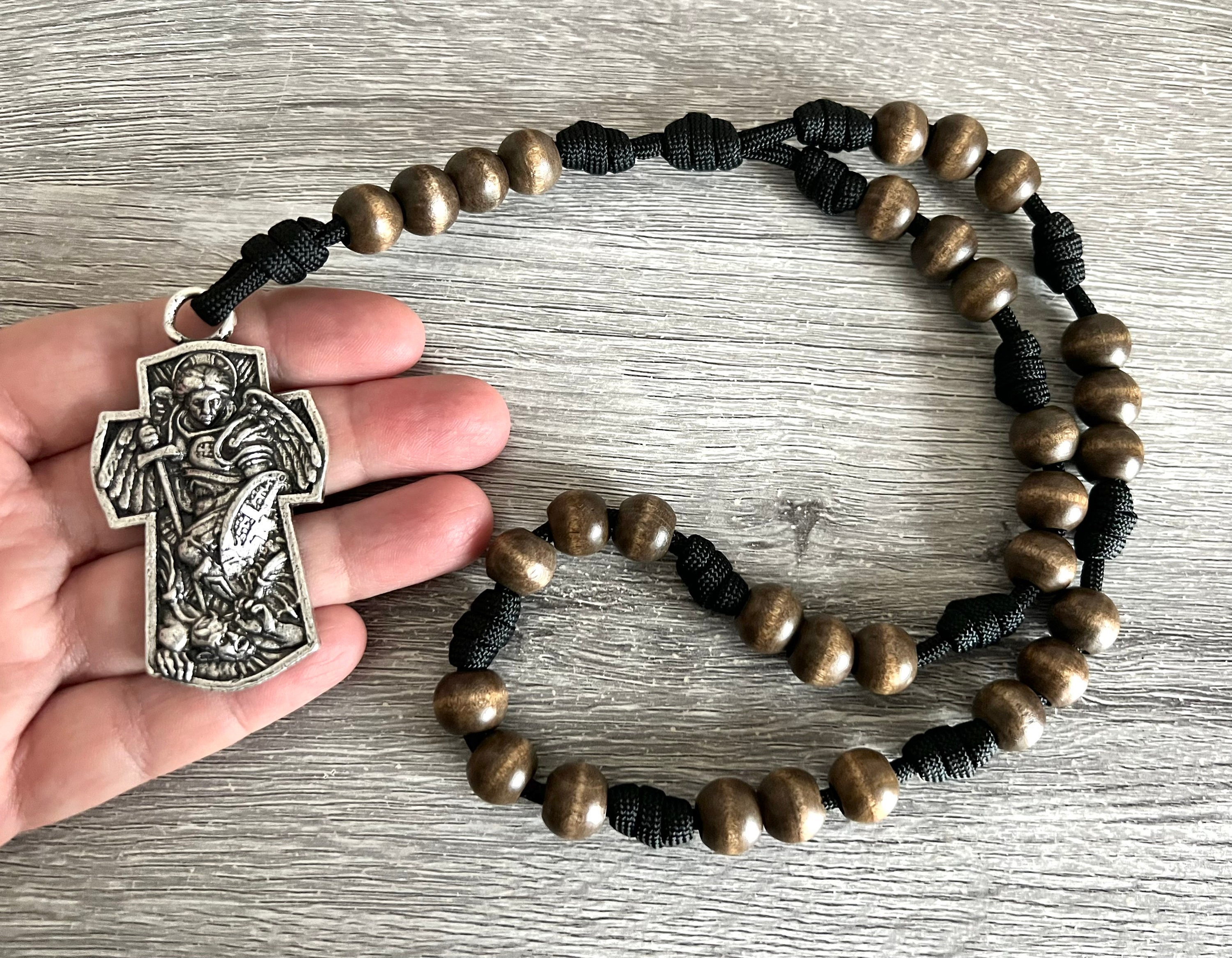 St. Michael Chaplet With 12mm Walnut Brown Wood Beads. Large - Etsy