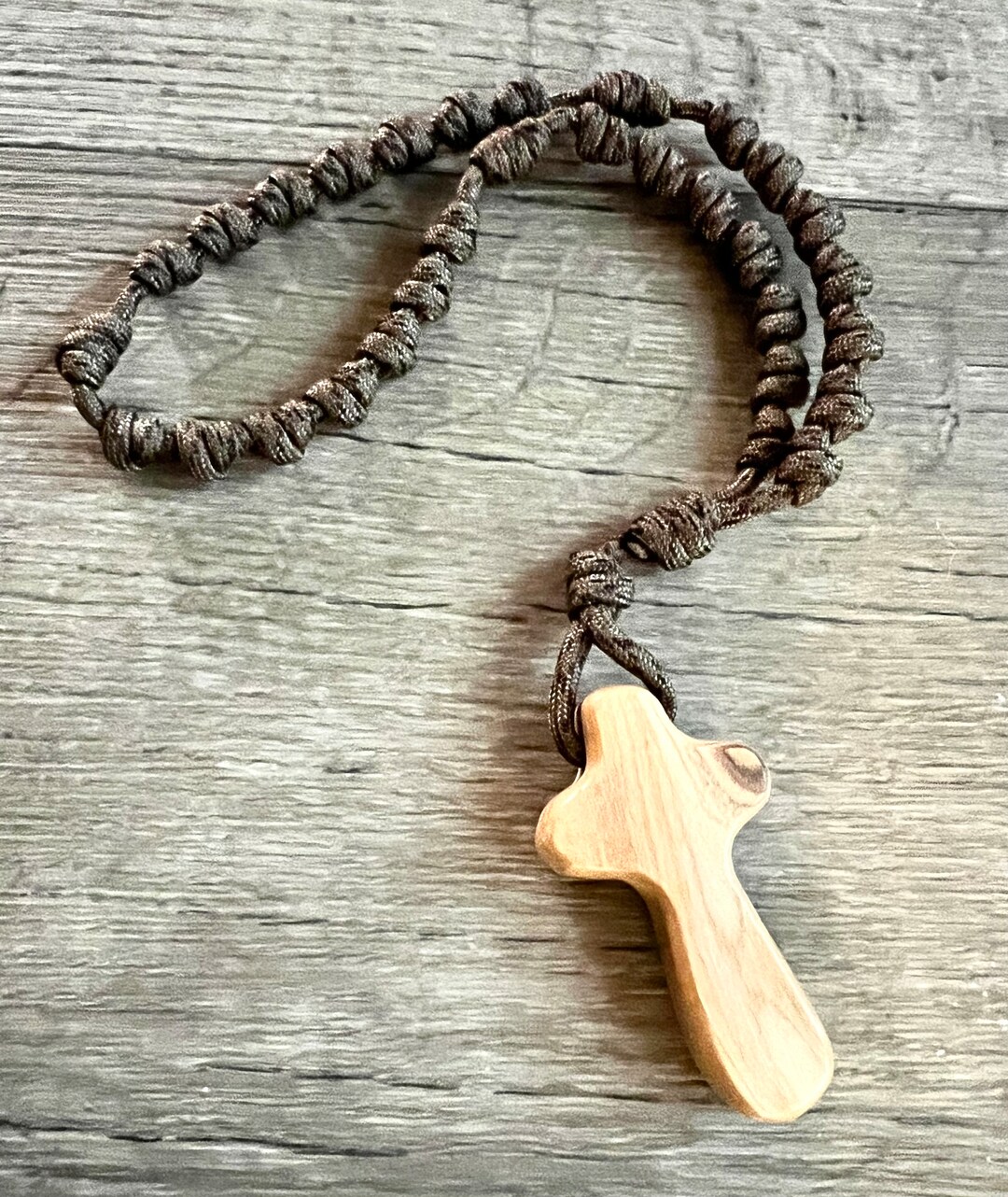 Holy Land Knotted Anglican Rosary Rope. Olive Wood 2.5 Inch Cross Made ...