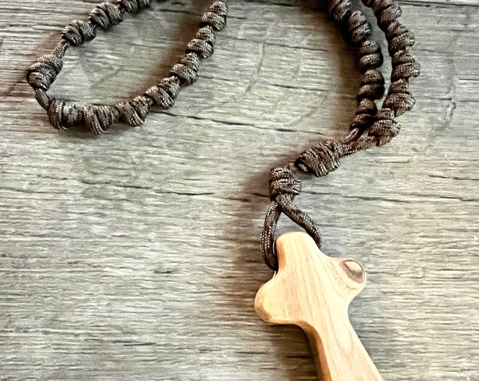 Holy Land Knotted Anglican Rosary Rope. Olive Wood 2.5 Inch Cross Made ...