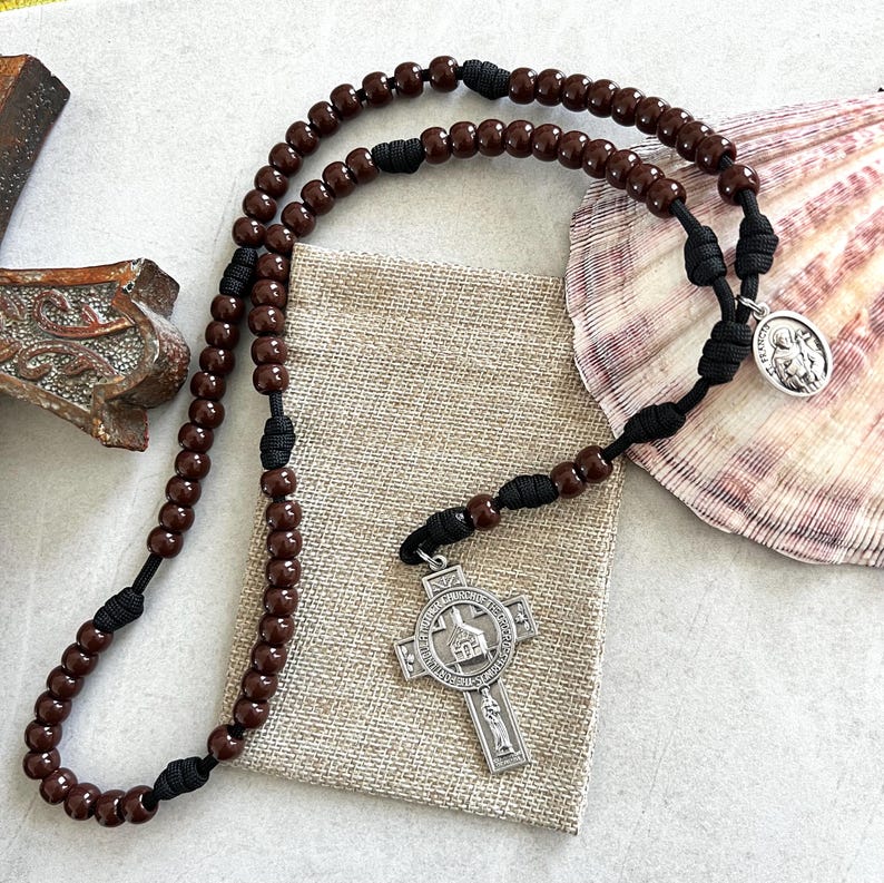 The Order of St Francis, Franciscan Crown Rosary. 10mm Brown Acrylic ...