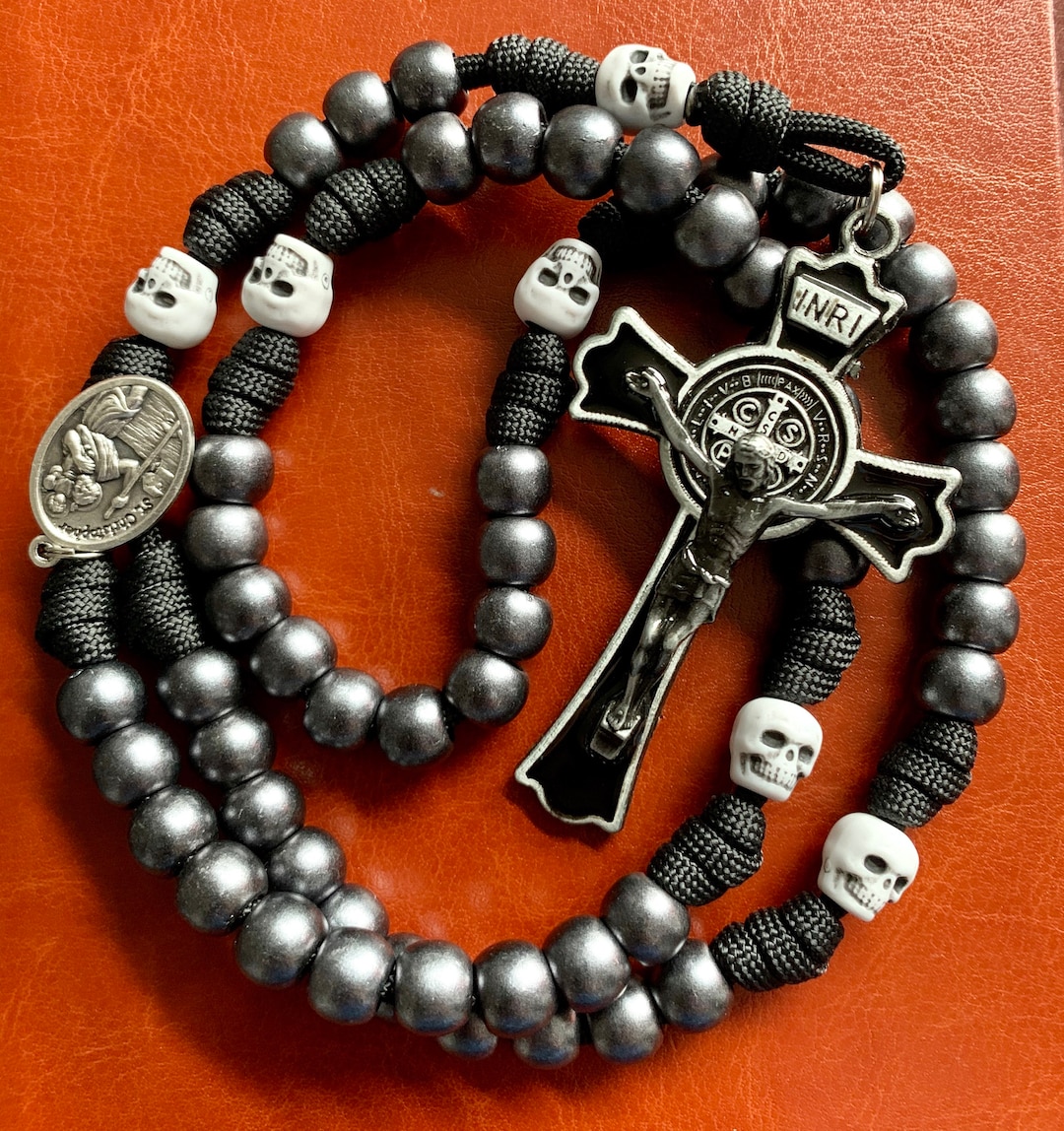 Skull Catholic Rosary Memento Mori W/black to Gray CCB Plastic 10mm ...
