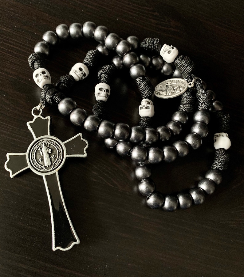 Skull Catholic Rosary Memento Mori W/black to Gray CCB Resin - Etsy