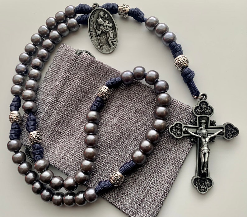 Saints & Apostles Catholic Rosary W/12mm Gray Slate Beads. - Etsy