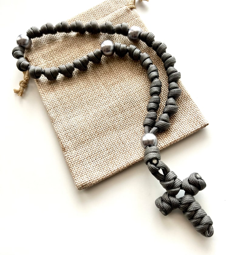 Gray Anglican Rosary Rope With ABS Resin Cruciform Beads. #550 Paracord ...