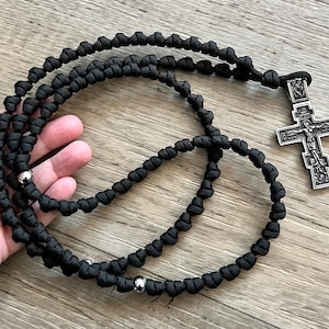 Large Black Eastern Orthodox Prayer Rope Chotki 100 Barrel Knots. 28 ...