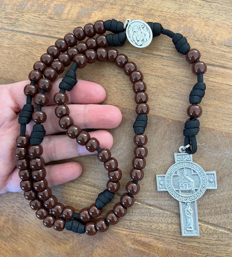 The Order of St Francis, Franciscan Crown Rosary. 10mm Brown Acrylic ...