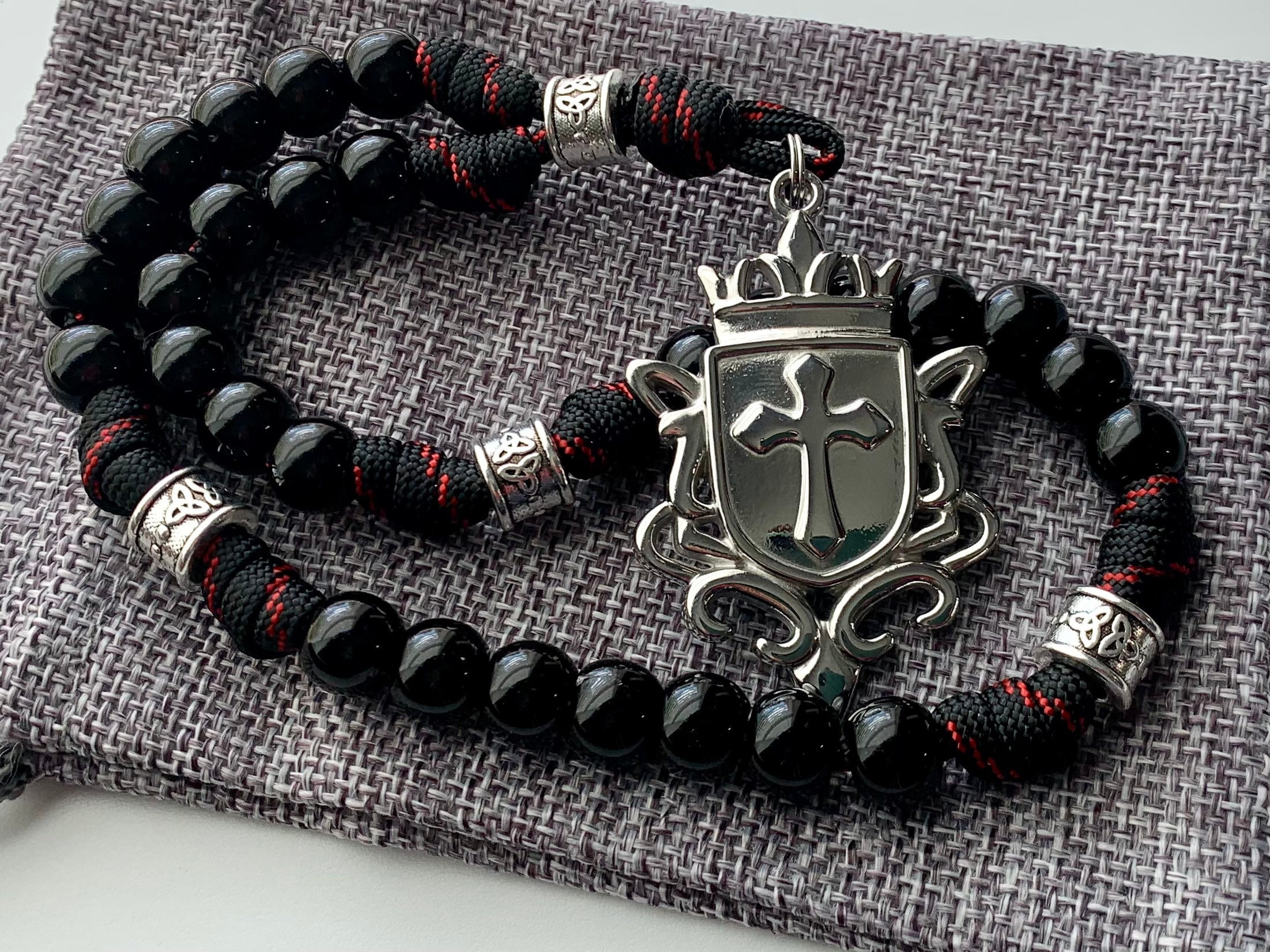 Anglican Rosary w/Stainless Steel Cross Shield. 10mm CCB Black | Etsy