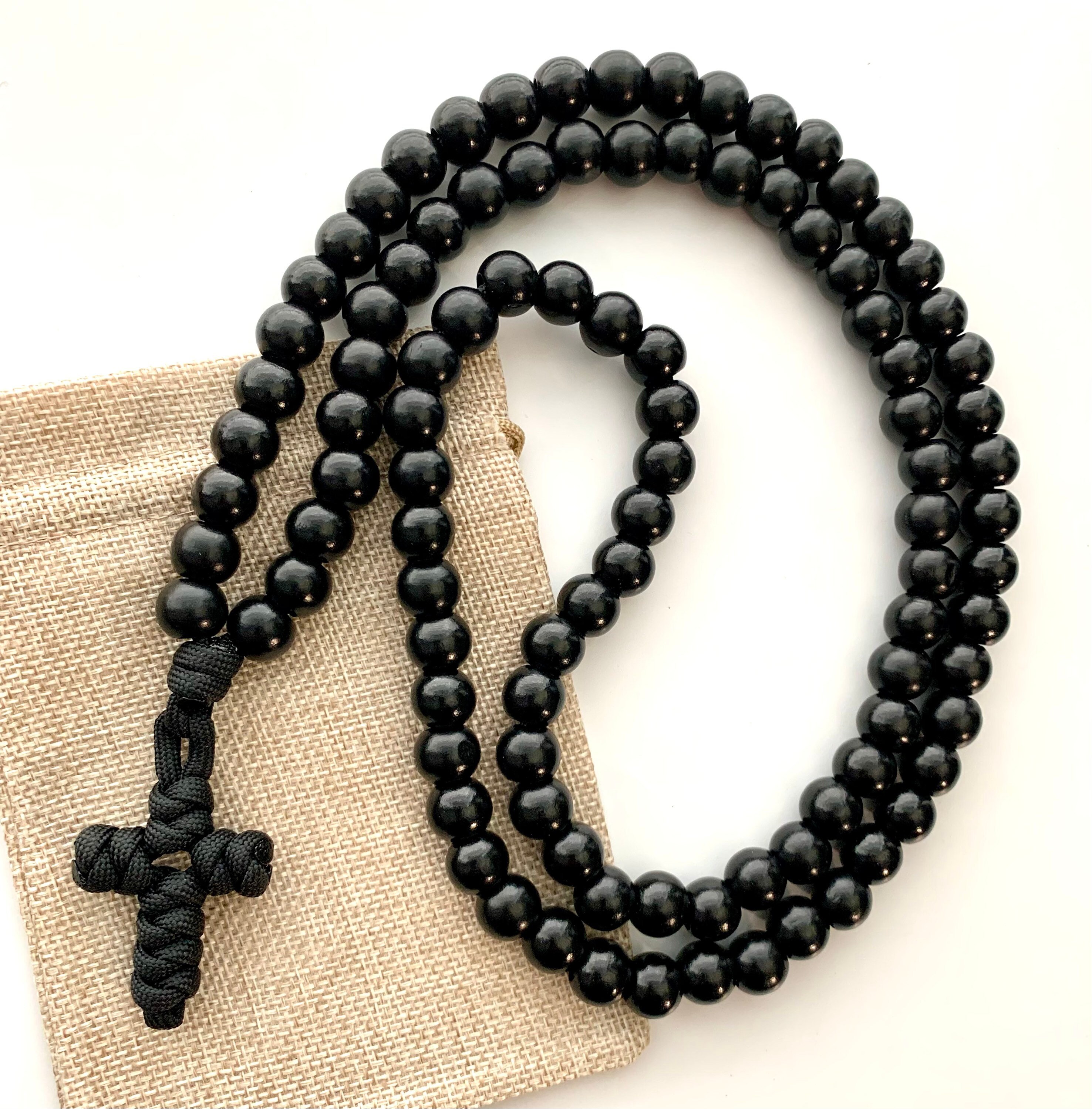 Black Prayer Rope 100 Count 12mm Wood Beads. black 550 | Etsy