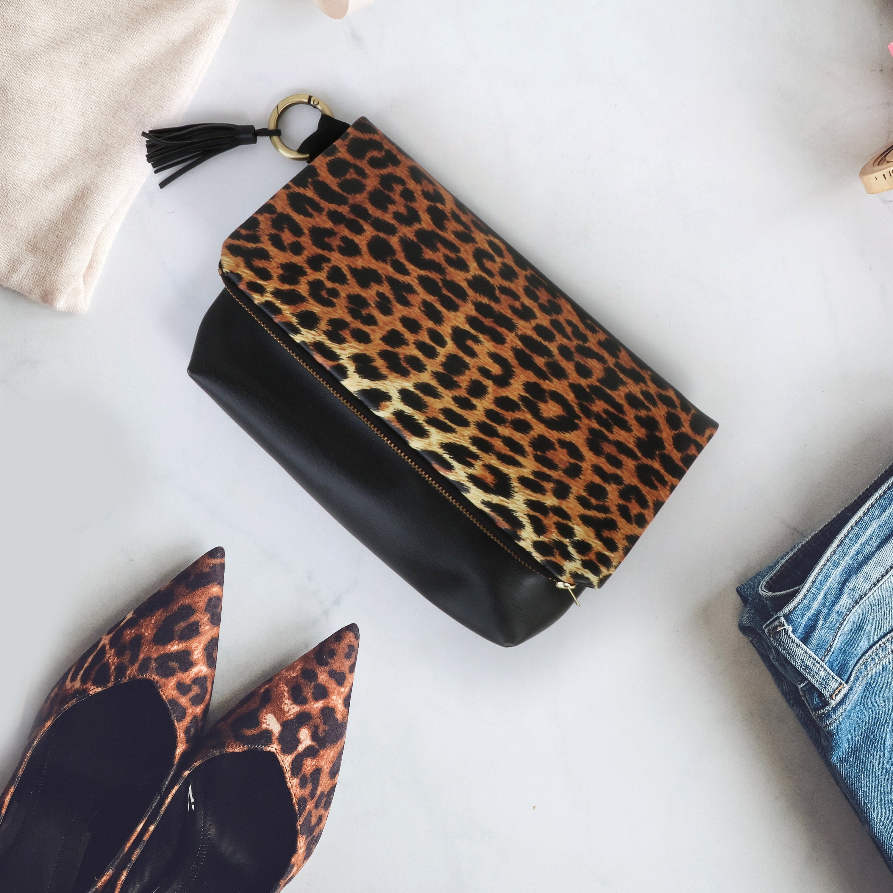 Leopard Skin Texture Hand Bag Evening Bag Fashion Unique - Etsy