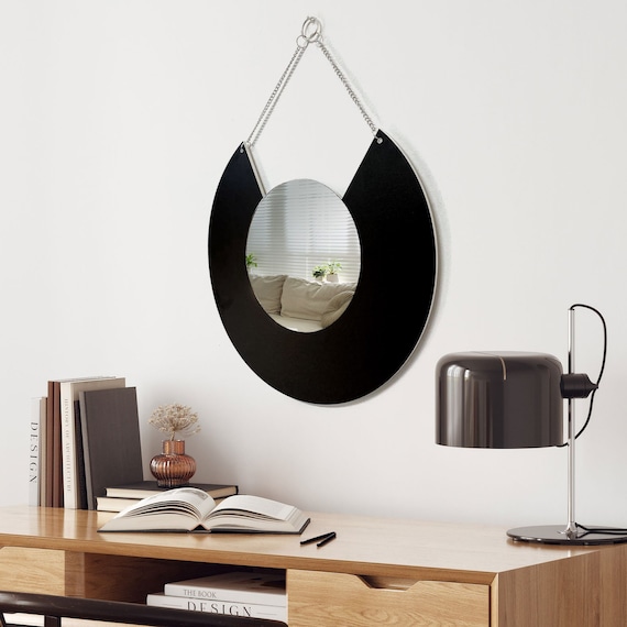 Black Geometric Shape Mirror Round Mirror Wall Jewelry Wall - Etsy