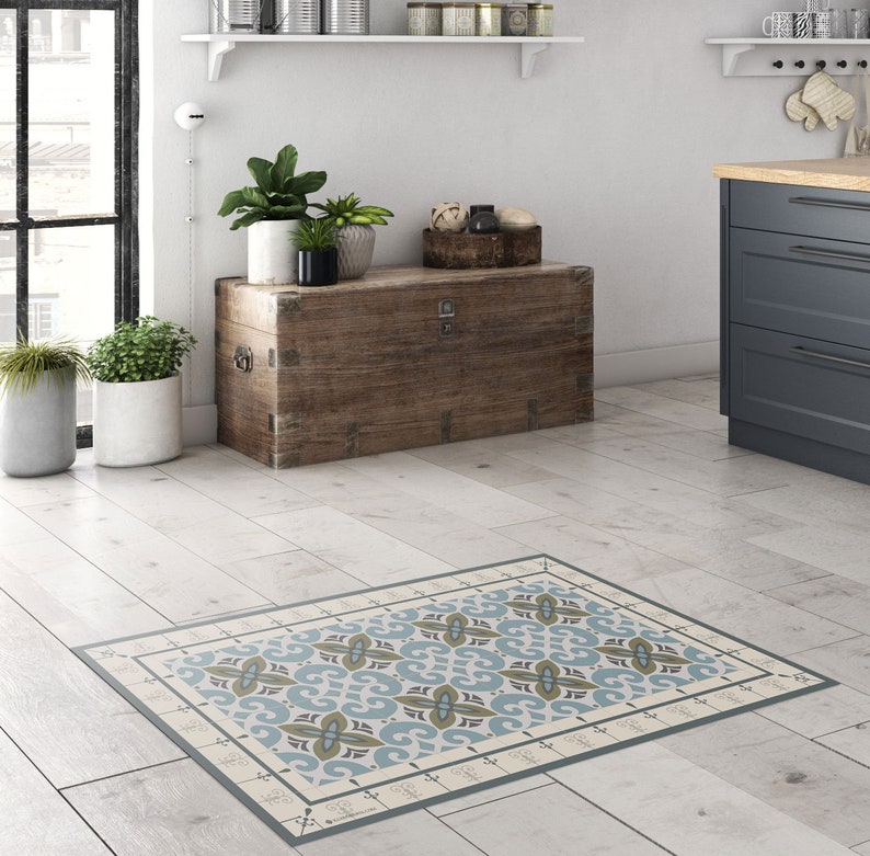 Moroccan Tiles Floor Mat Pvc Kitchen Rug Linoleum Area Rug | Etsy