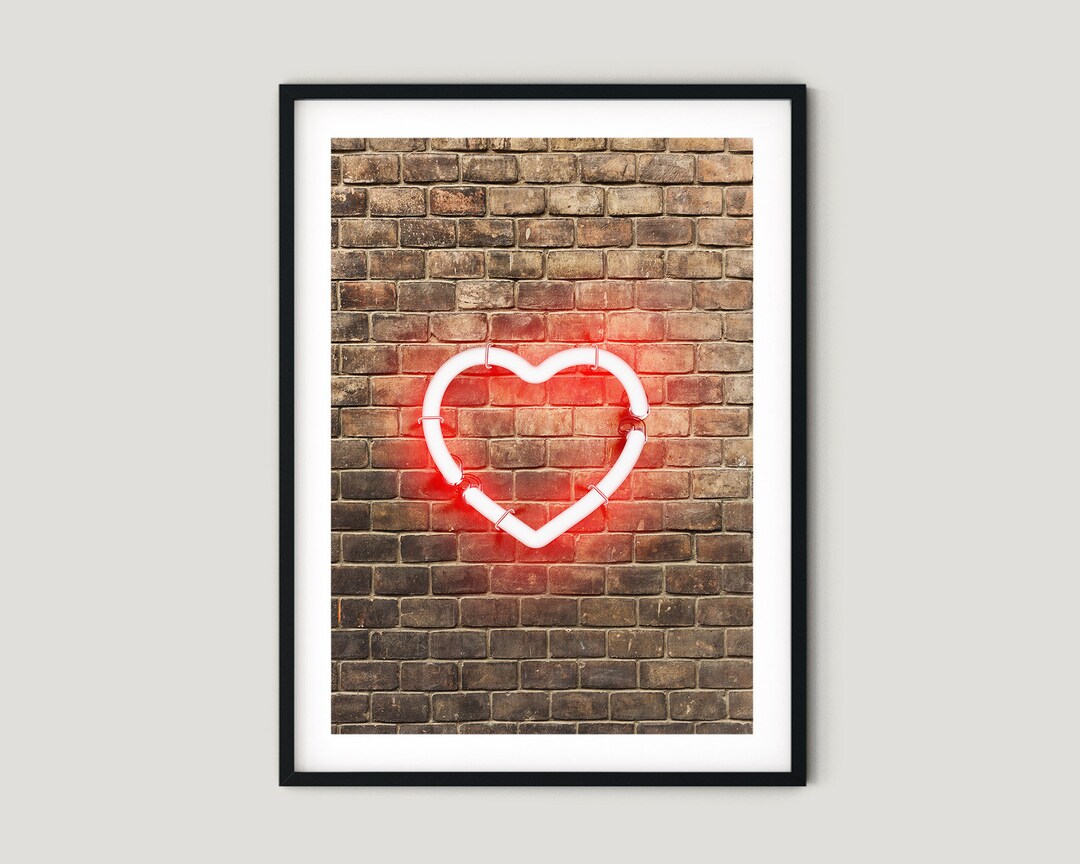 Neon Heart - PRINTABLE Poster Romantic Print, Home Decor Minimalist ...