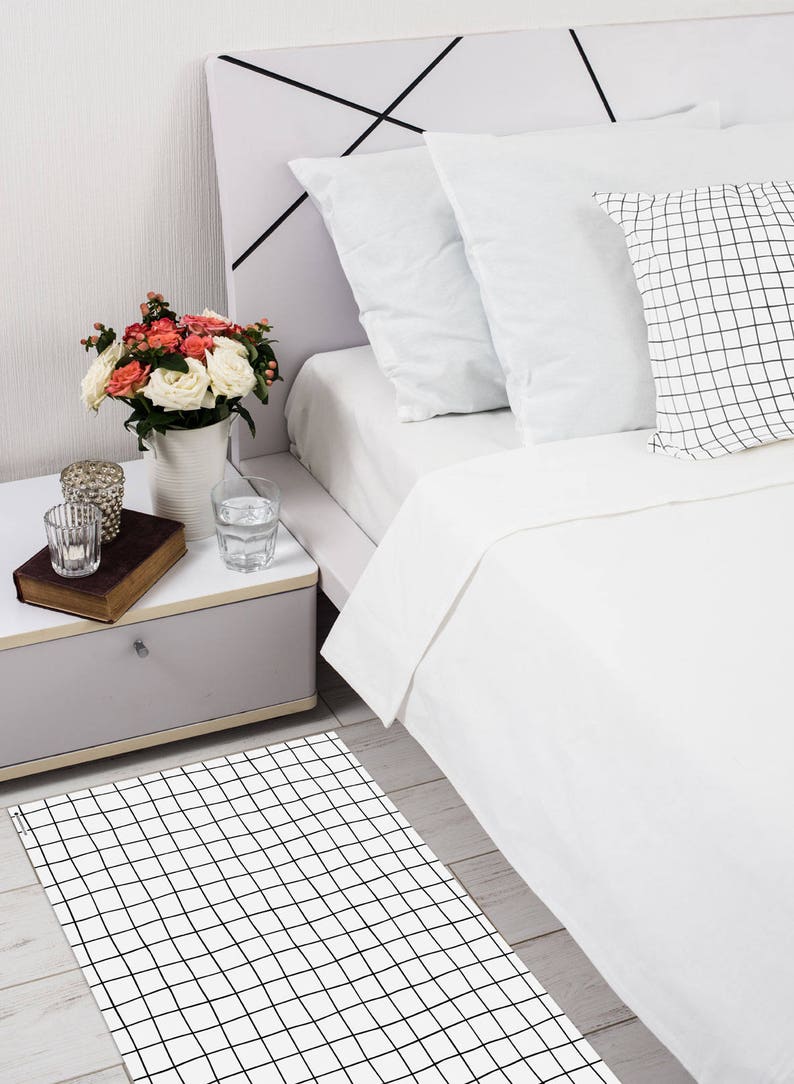 Minimalist Grid floor mat Scandinavian rug Modern rug | Etsy