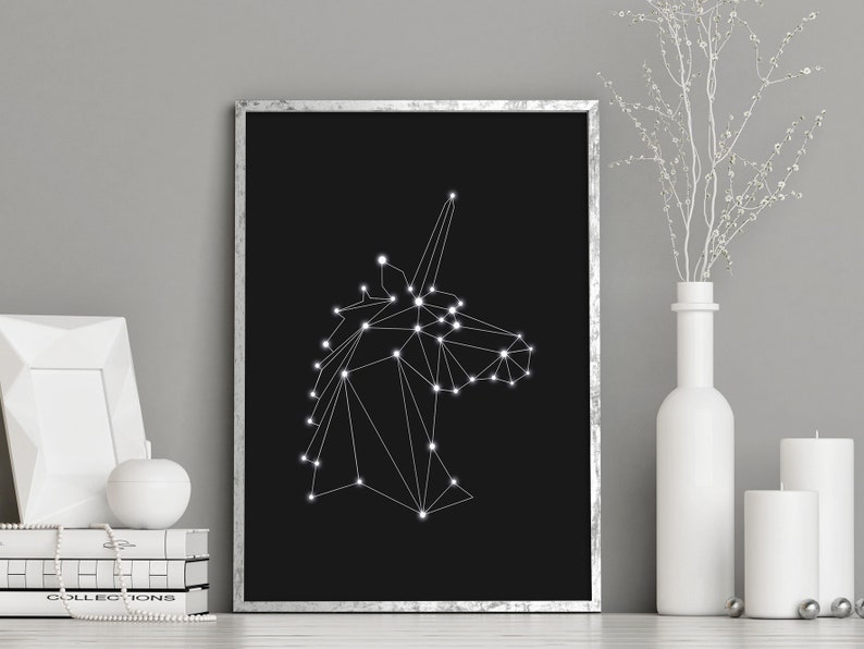 Geometric Unicorn PRINTABLE Posters Scandinavian Style Modern | Etsy