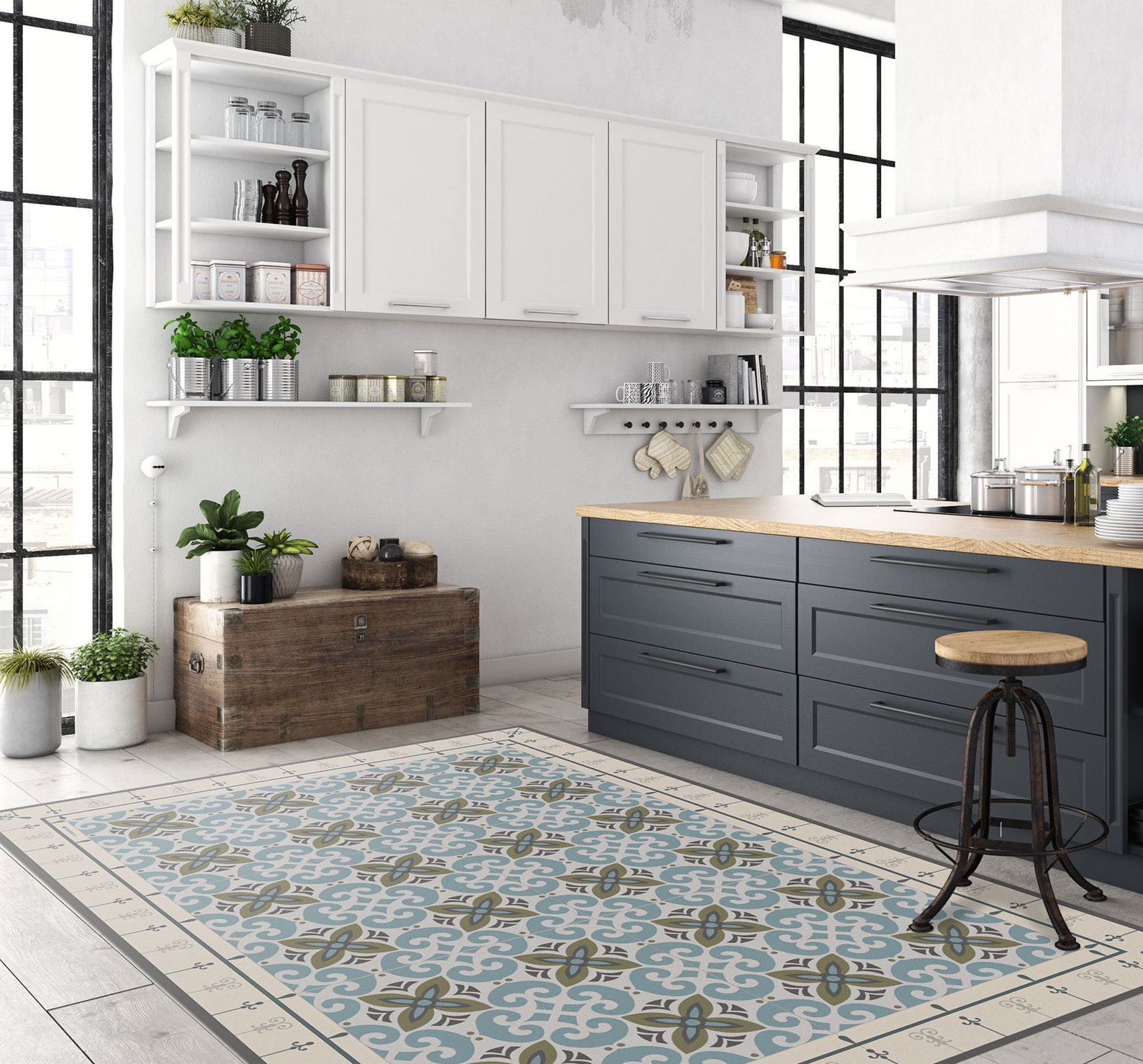 Marokkaanse tegels vloermat pvc keukenkleed Linoleum - Etsy Nederland