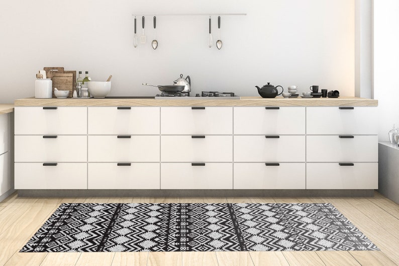 Black and white floor mat Scandinavian rug Modern rug | Etsy