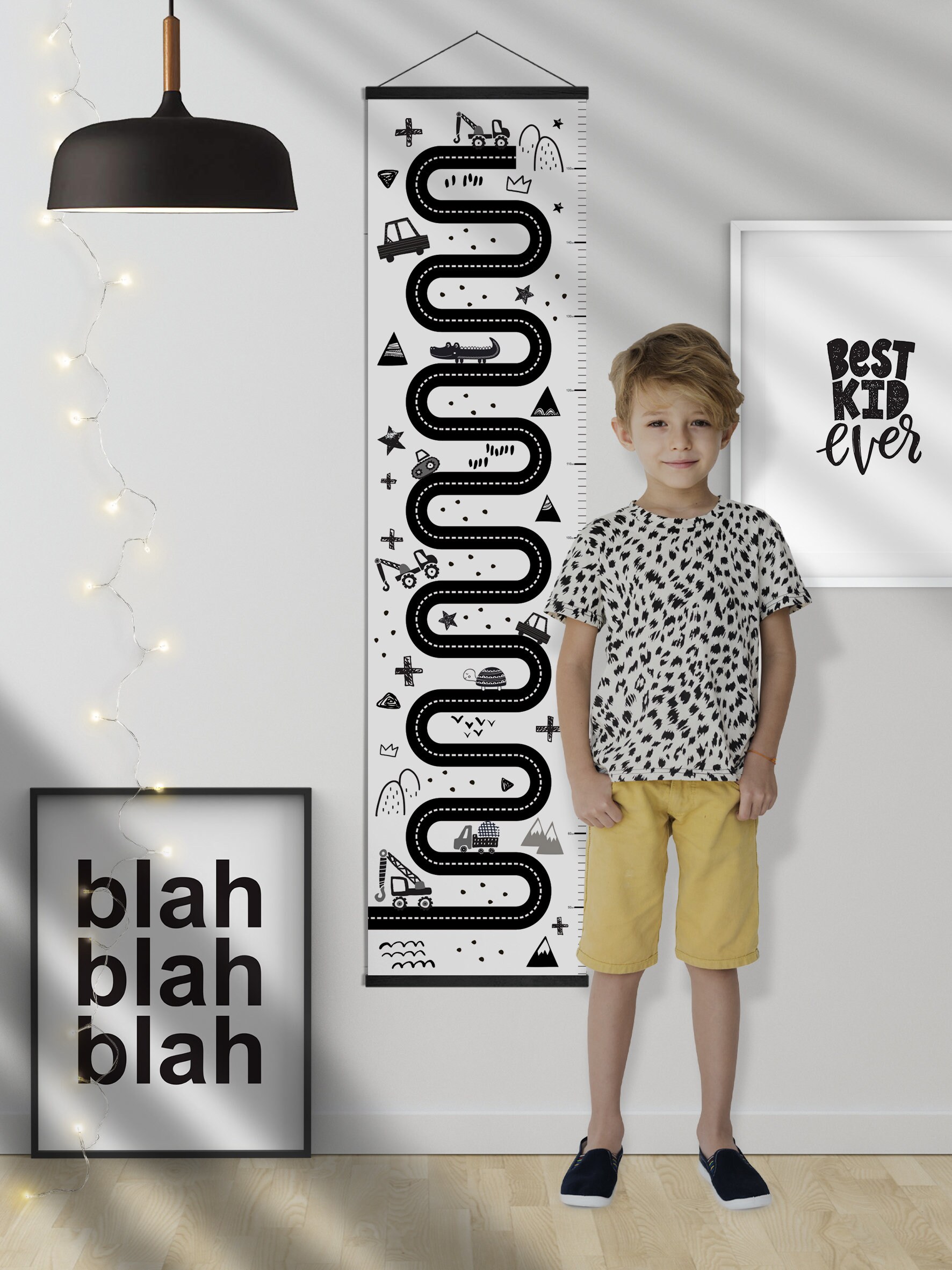 Road growth chart nursery art height ruler height chart | Etsy