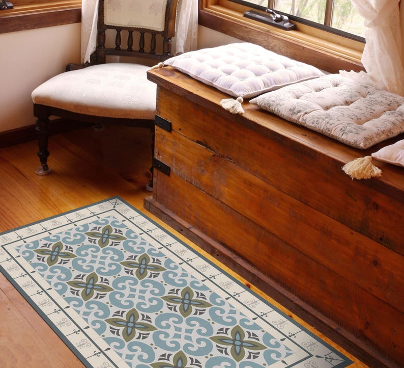 Moroccan Tiles Floor Mat Pvc Kitchen Rug Linoleum Area Rug | Etsy