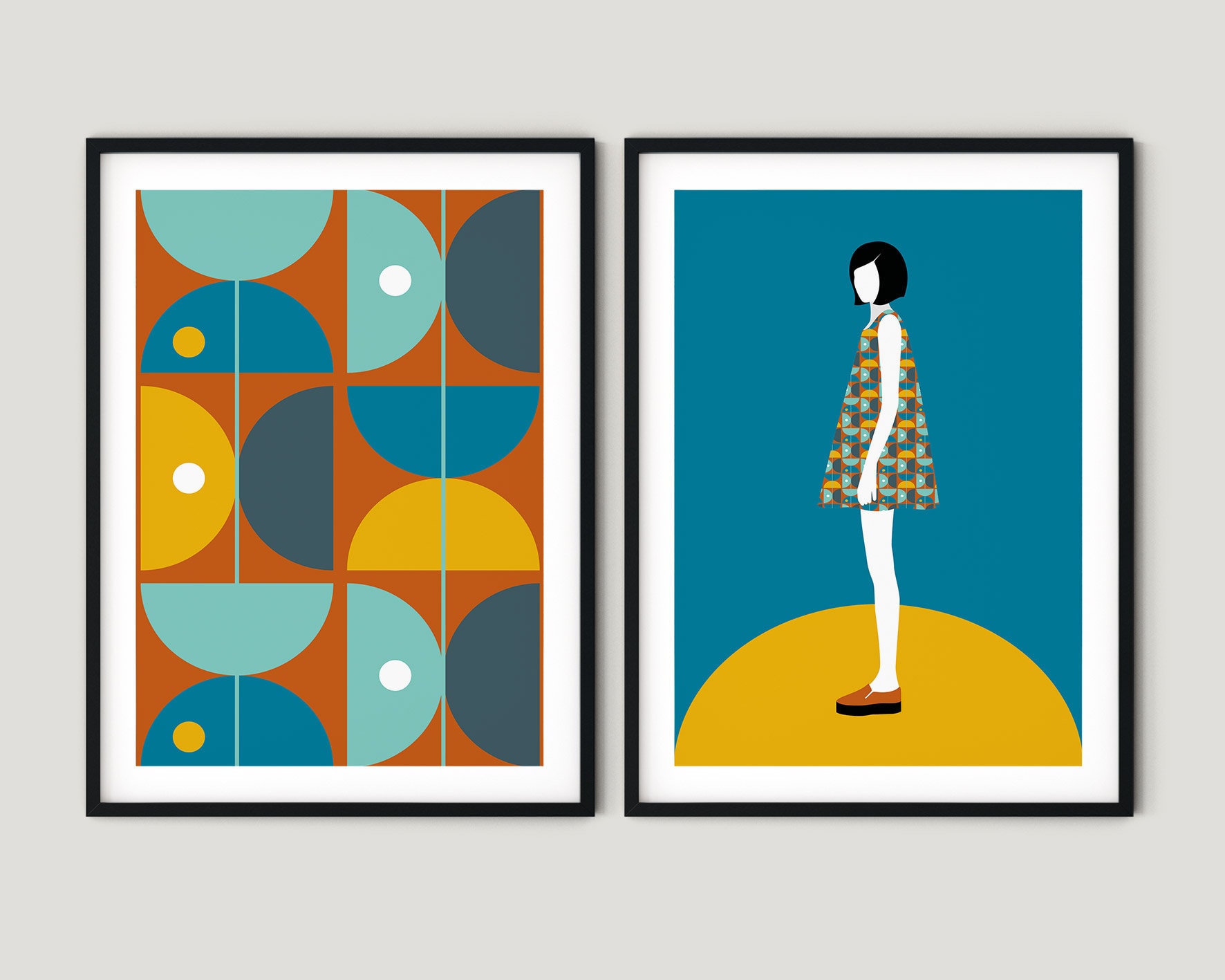 Retro girl PRINTABLE Posters colorful cute modern Prints | Etsy