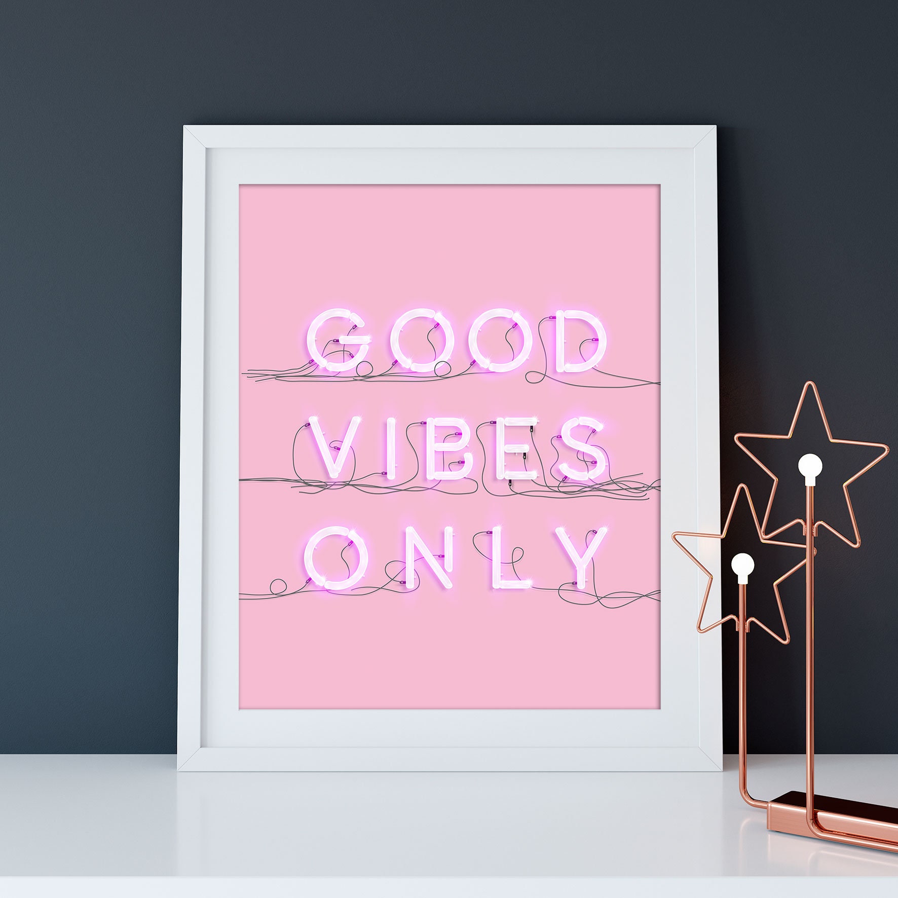 Neon Good Vibes PRINTABLE Poster Typography Print Home | Etsy