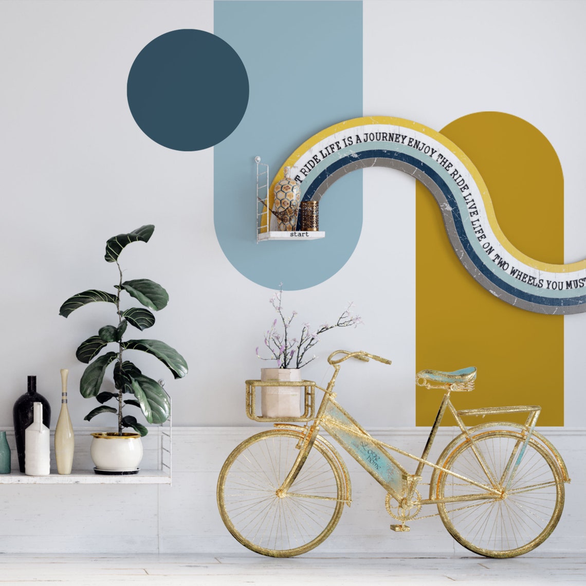 Full Set Geometric Wallpaper 8 Stickers Easy DIY Apply Paper Free Peel ...