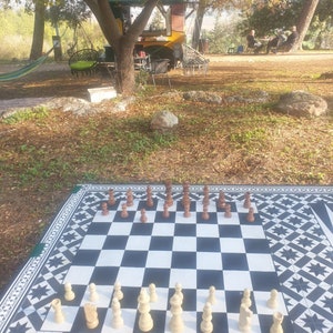 Chess - Table Play Mat, Old Tiles, Marble Tiles, Black and White ...