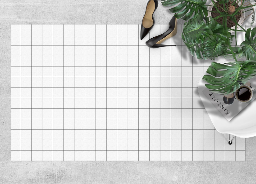 Minimalist Grid Floor Mat, Scandinavian Rug, Modern Rug, Decorative ...