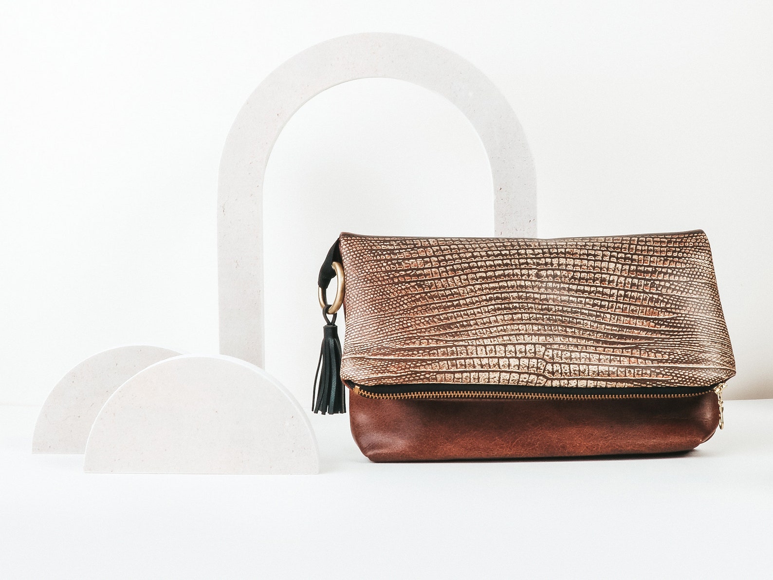 Brown Crocodile Skin Texture Hand Bag Evening Bag Fashion - Etsy