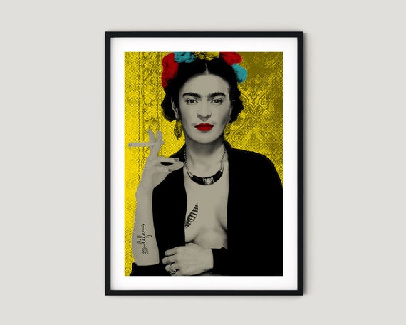Yellow smoking Frida Kahlo PRINTABLE Poster romantic modern | Etsy