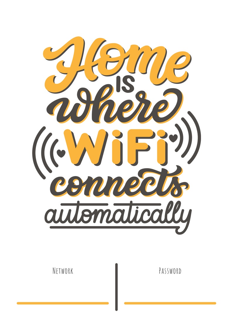 WIFI Password Sign Printable Template Poster Typography | Etsy