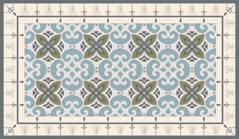 Moroccan Tiles Floor Mat Pvc Kitchen Rug Linoleum Area Rug | Etsy